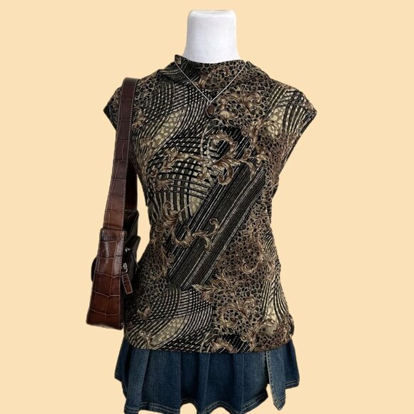 American Vintage | Tops | Vintage 9s Boho Whimsygoth Grunge Mock Neck ...
